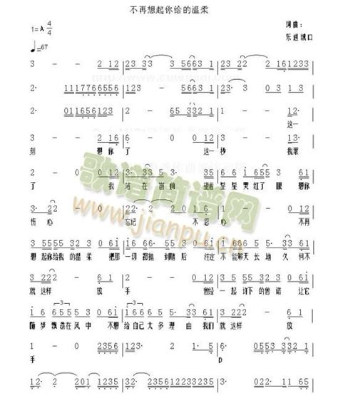 不再想起你给的温柔 歌谱简谱网