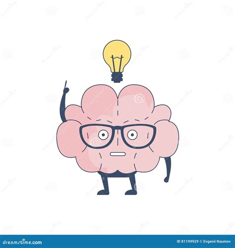 Brain Has And Idea Comic Character Representing Intellect And Intellectual Activities Of Human
