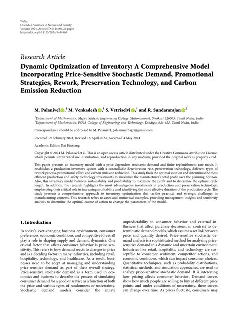 Pdf Dynamic Optimization Of Inventory A Comprehensive Model