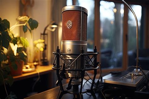 Premium Ai Image A Microphone With A Condenser Element A Stereo Microphone Set On A Tripod A