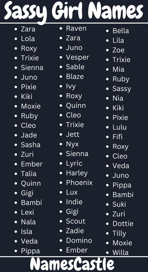 530 Sassy Girl Names Creative Unique Stylish Funny And Cute