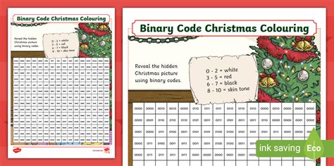 binary code christmas colouring sheets ks2 twinkl