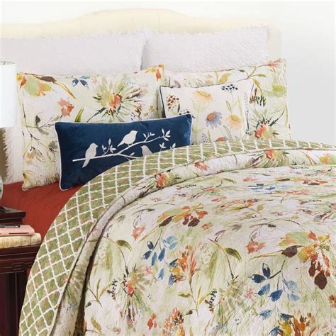 Candf Home 92 X 108 Watercolor Floral Flowers 3 Piece King Cotton