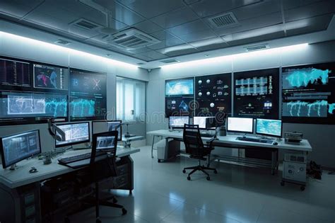 Room Filled With Sensors And Monitors Showing Real Time Readings Of Temperature Humidity And