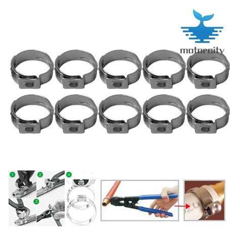 10pcs Single Ear Stainless Steel Hydraulic Hose Clamps Fu El Air Pipe