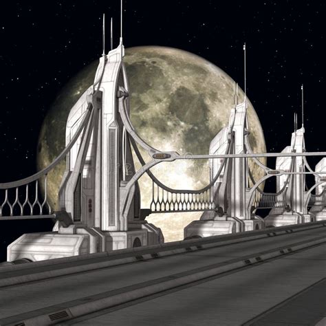 Sci Fi Background With A Bridge Stock Illustration Illustration Of