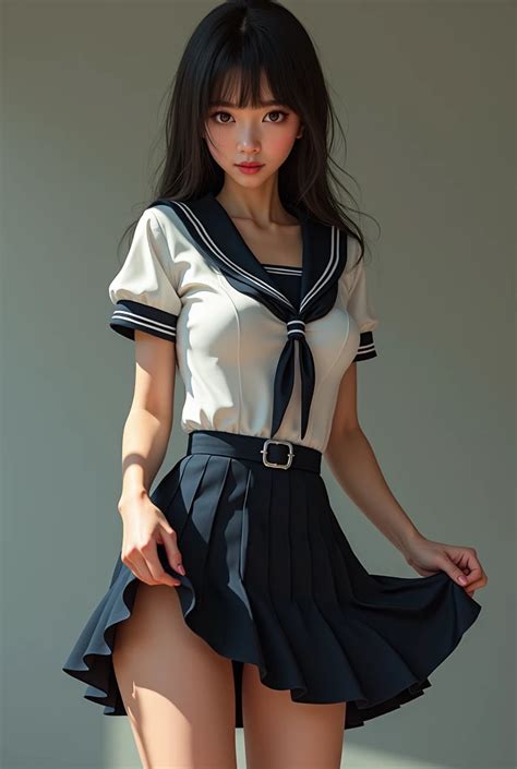 Sexy School Girl In Uniform Lifting Up Her Skirt Seaart Ai
