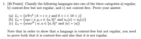 Theory Of Computation Given A Language Categorize It In Either