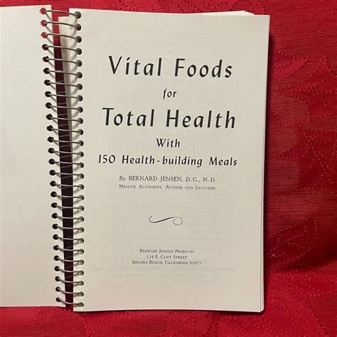 Vital Foods For Total Health Cookbook Bernard Jensen 1984 22nd Pr