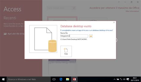 come creare un database con access netcwork it
