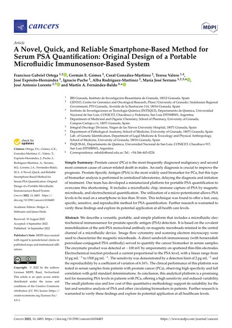 Pdf A Novel Quick And Reliable Smartphone Based Method For Serum Psa Quantification