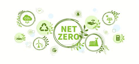 순 제로 및 탄소 중립 개념 온실 가스 순 제로 배출 목표 녹색 그물 제로 아이콘과 녹색 원 낙서 배경에 녹색 아이콘이 있는 기후 중립 장기 전략 0에 대한 스톡 벡터 아트