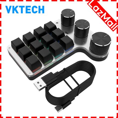 [vktech] Programmable Custom 12 3 Key Knob Rgb Multifunctional Keypad 7 Colors Light High