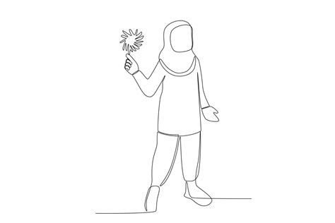 A Girl Playing With Fireworks 23786617 Vector Art At Vecteezy