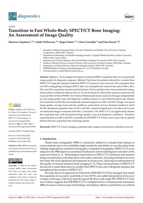 Pdf Transition To Fast Whole Body Spect Ct Bone Imaging An Assessment Of Image Quality