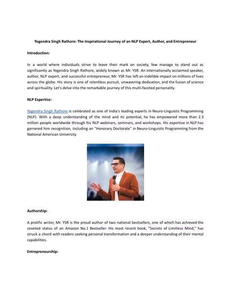Ppt Yogendra Singh Rathore Nlp Expert Author Entrepreneur Powerpoint