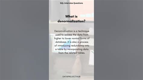 What Is Denormalization Sql Interview Question Series Youtube