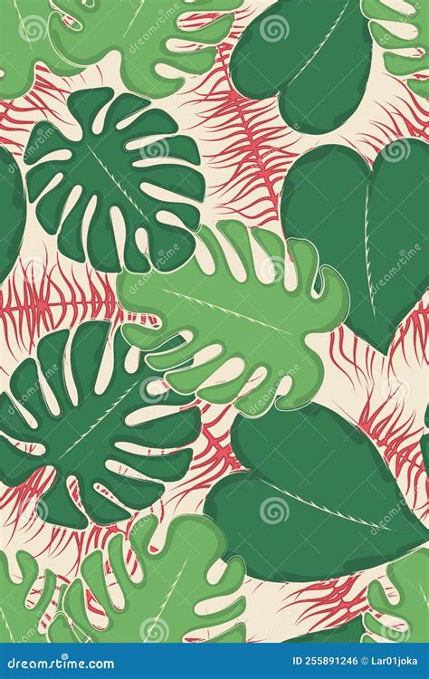 Colored Seamless Pattern Background With Leaves Vector Stock Vector Illustration Of Decorative