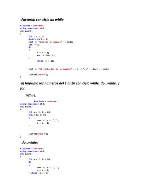 Factorial Con Ciclo Do While Pdf