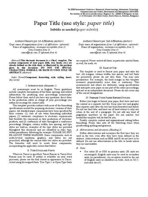 Sample Ieee Format Model Pdf Bracket Note Typography