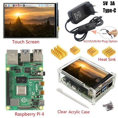 Rpi4 Display Starter Kitraspberry Pi 4 B Boardtouch Screenclear Casestylusheat Sinks Wish
