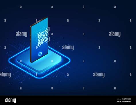 Smartphone Technology Scanning QR Code Mobile Phone With QR Screen In Isometric View Shows