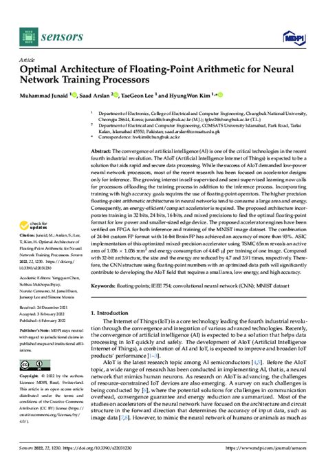 Pdf Optimal Architecture Of Floating Point Arithmetic For Neural