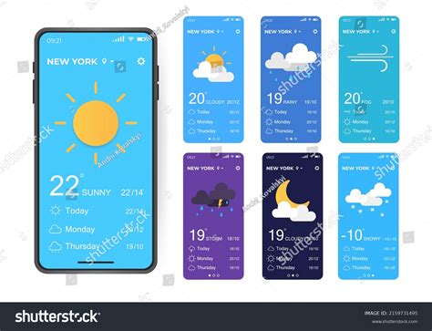 Weather Application User Interface Ui Ux Stock Vector Royalty Free