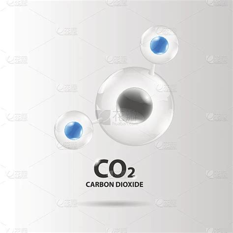 二氧化碳分子模型向量素材 花瓣网