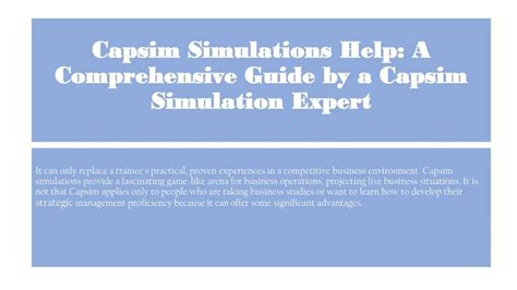 Ppt Capsim Simulations Help A Comprehensive Guide By A Capsim