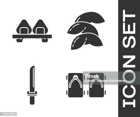 세트 게타 전통 일본 신발 도마에 스시 일본 카타나 중국 행운 쿠키 아이콘 벡터 사무라이 검에 대한 스톡 벡터 아트 및 기타 이미지 사무라이 검 강철 검 Istock