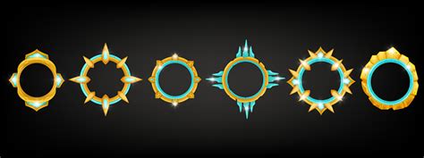 게임 아바타 프레임 세트 벡터 Ui 서클 배지 레벨 업 중세 Rpg 라운드 랭킹 상 보석 3차원 형태에 대한 스톡 벡터 아트 및 기타 이미지 Istock