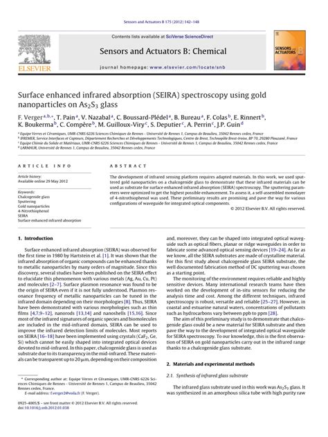 Pdf Surface Enhanced Infrared Absorption Seira Spectroscopy Using Gold Nanoparticles On