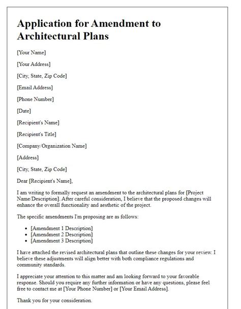 Letter Template For Architectural Plan Modification Free Samples In Pdf Letterin