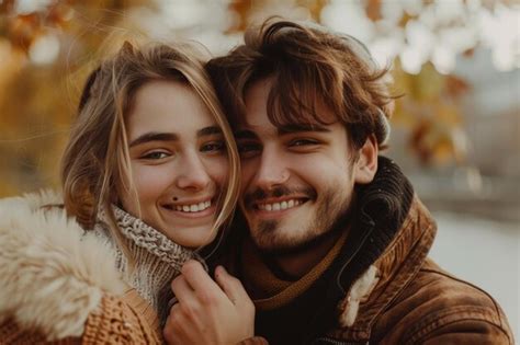 Young Couple Hugging And Smiling Generative Ai Premium Ai Generated Image
