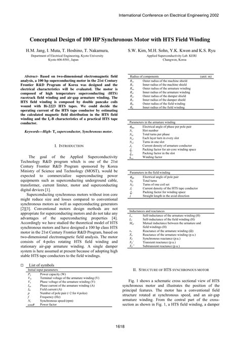 Pdf Conceptual Design Of 100 Hp Synchronous Motor With Hts Field Winding