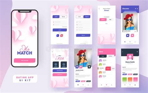 dating app ui kit for responsive mobile app or website with different
