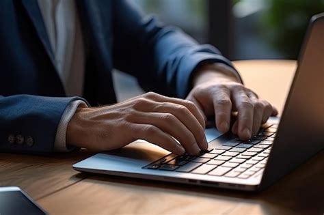 Premium Photo Hand Typing Keyboard On Laptop Computer