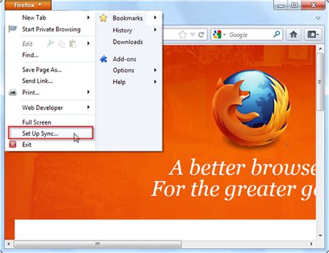 guide how to sync firefox data without third party software