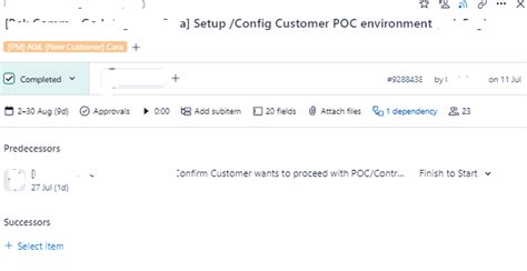 linking to another project task as a dependency or predecessor and date