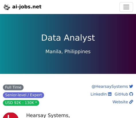 Hiring Data Analyst In Manila Philippines Raimljobs