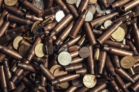 Photo Of Russian Coins On Bullet Shells Stock Image Image Of Brass Budget 305489351