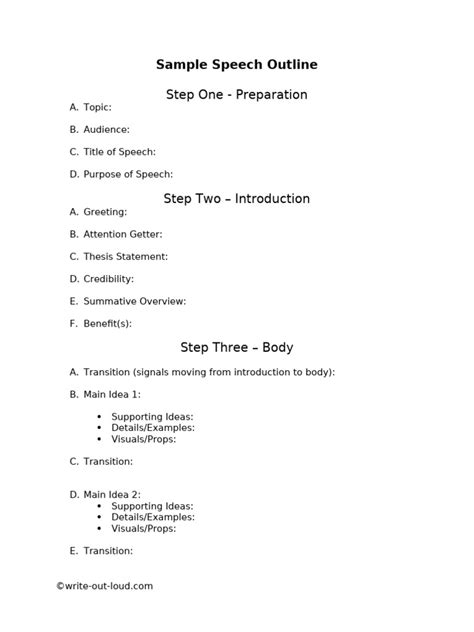 Sample Speech Outline Pdf
