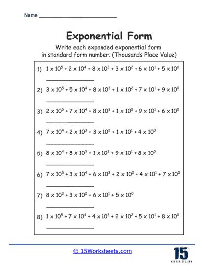 Exponential Form Worksheets 15 Worksheets Library