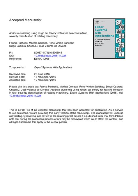Pdf Attribute Clustering Using Rough Set Theory For Feature Selection