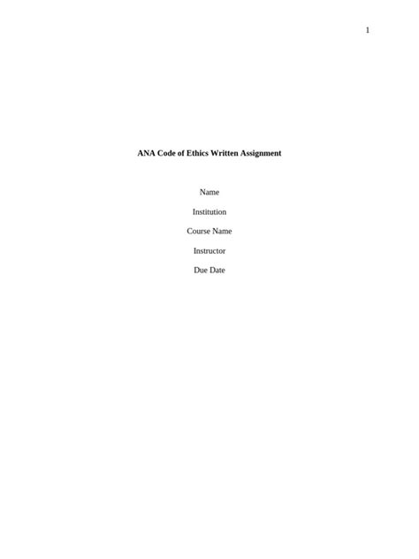 Ana Code Of Ethics Written Assignment Pdf