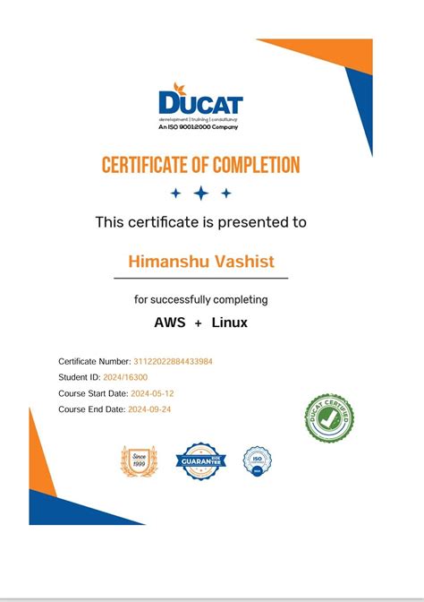 himanshu vashist on linkedin linux aws cloudcomputing certification ducat