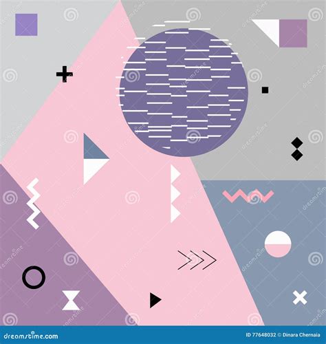 Trendy Style Background With Retro Style Texture Pattern And Geometric Elements Stock Vector