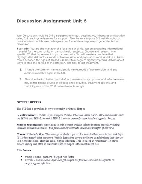 Discussion Assignment Unit 6 Hs 2212 Discussion Assignment Unit 6