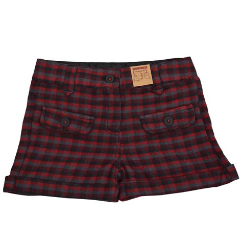 Карирани къси панталонки червени Точици